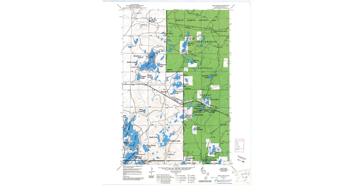 1961 Map of Iron Lake SE, Bayfield County, WI — High-Res | Pastmaps