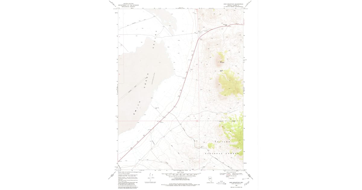1969 Map of Iron Mountain, Lander County, NV — High-Res, 1980 Print ...