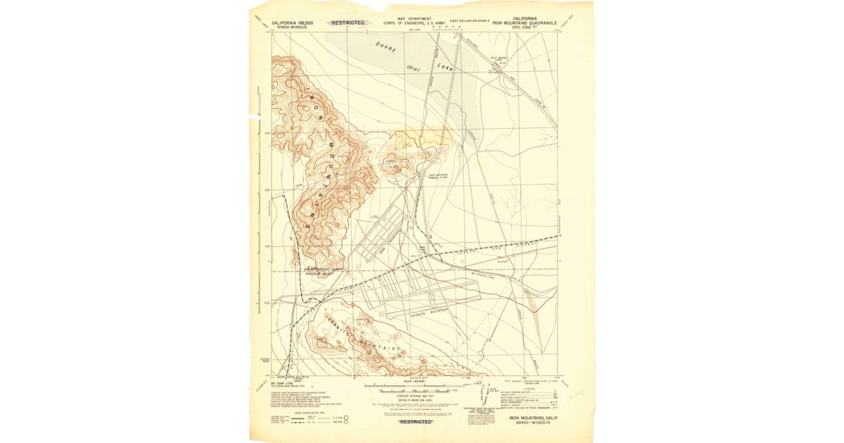 1943 Map of Iron Mountains, San Bernardino County, CA — High-Res | Pastmaps