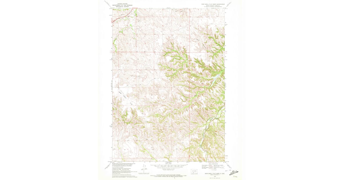 1969 Map of Iron Shell Flat East, Todd County, SD — High-Res | Pastmaps