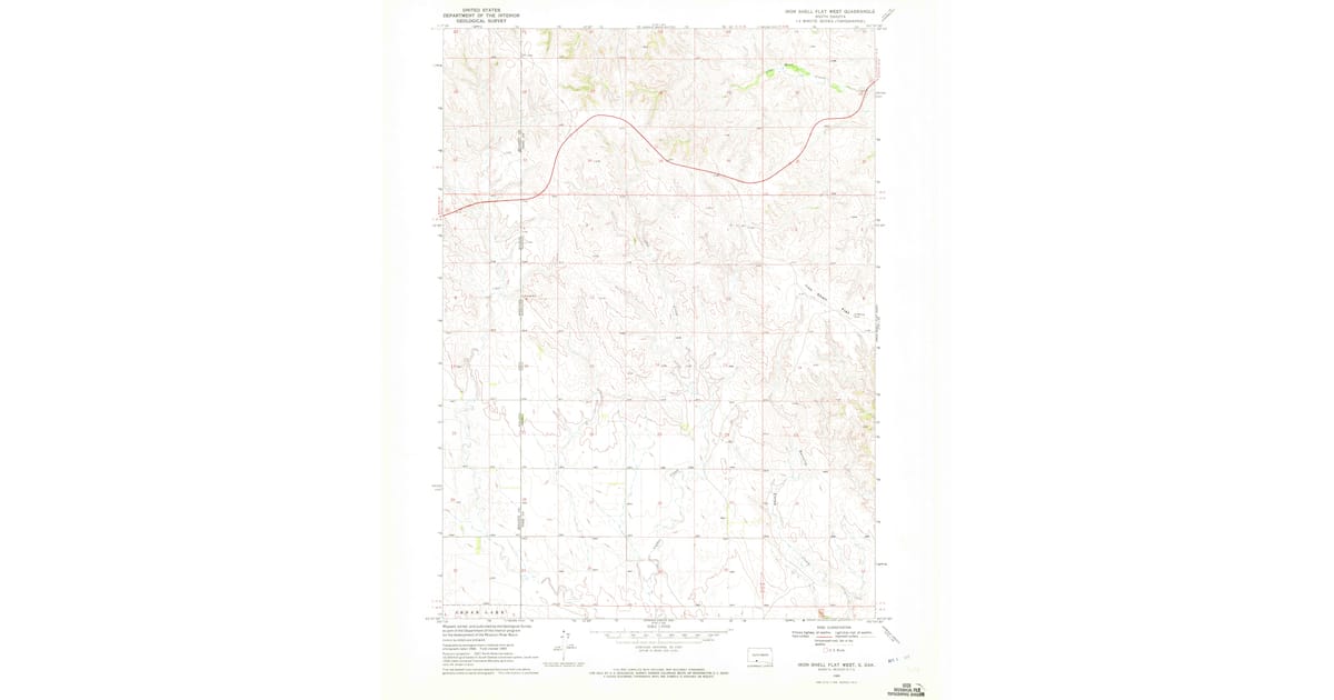 1969 Map of Iron Shell Flat West, Todd County, SD — High-Res | Pastmaps