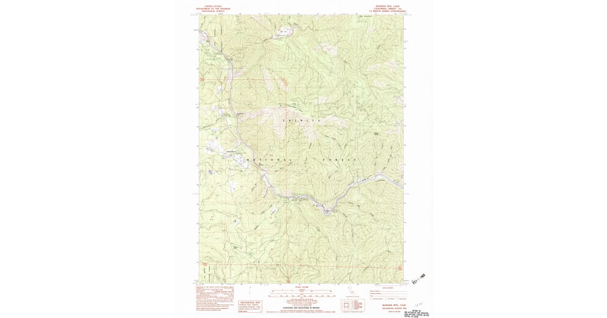 1982 Map of Ironside Mtn, Trinity County, CA — High-Res | Pastmaps