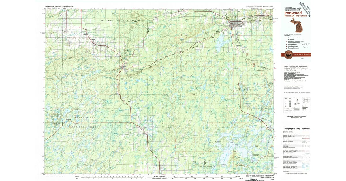 1980s Maps of Mercer, WI | Pastmaps