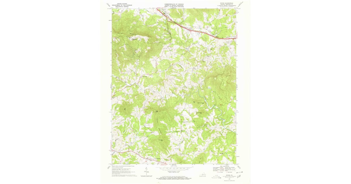 1967 Map of Irving, Bedford County, VA — High-Res | Pastmaps