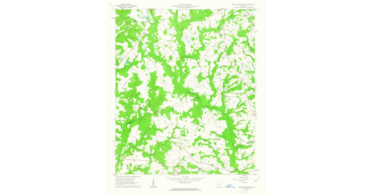 1962 Map of Irwins Crossroads, Washington County, GA — High-Res | Pastmaps