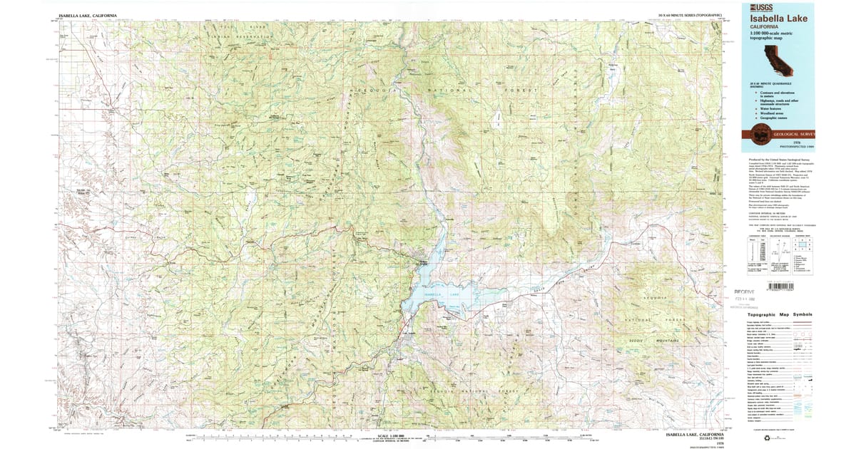 1978 Map of Isabella Lake, Kern County, CA — High-Res | Pastmaps