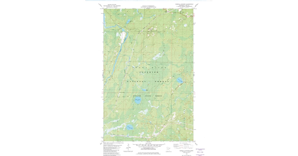 1982 Map of Isabella Station, Lake County, MN — High-Res | Pastmaps