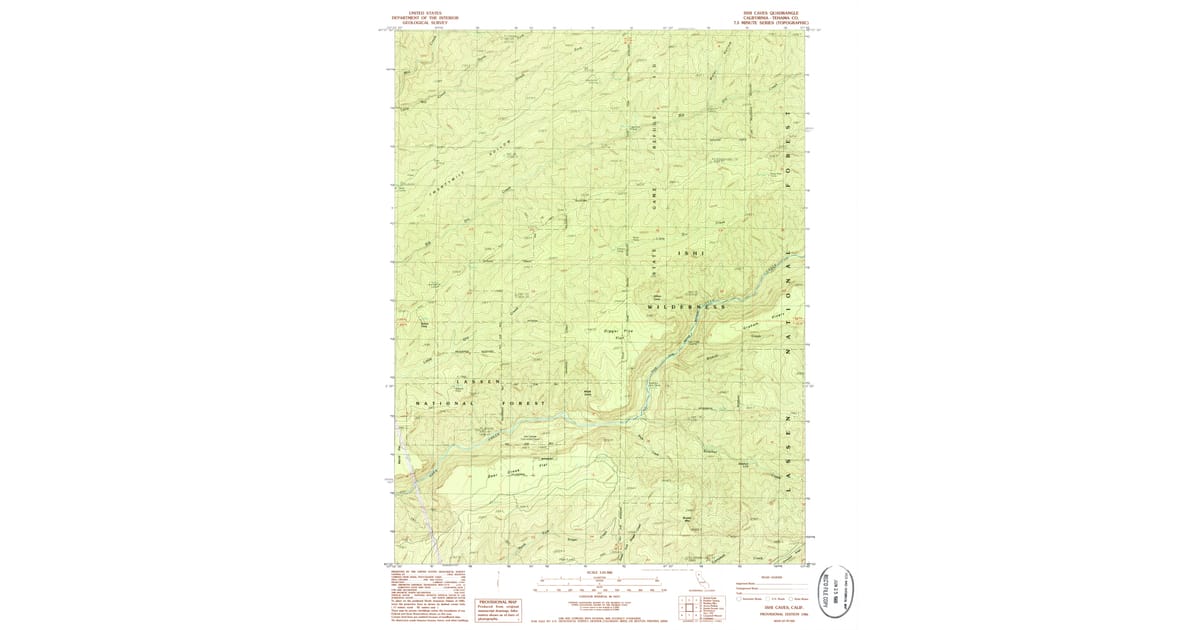 1986 Map of Ishi Caves, Tehama County, CA — High-Res | Pastmaps