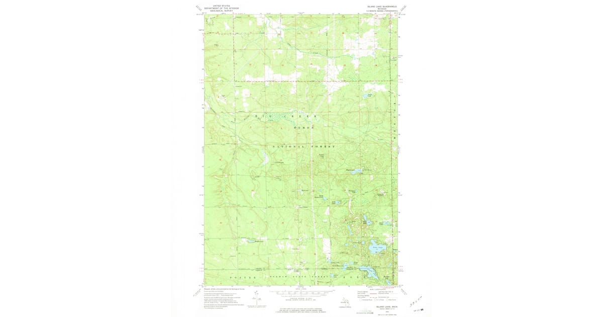 1972 Map of Island Lake, Oscoda County, MI — High-Res | Pastmaps
