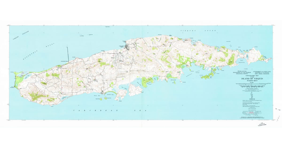 1951 Map of Island Of Vieques, Humacao Municipio, PR — High-Res | Pastmaps