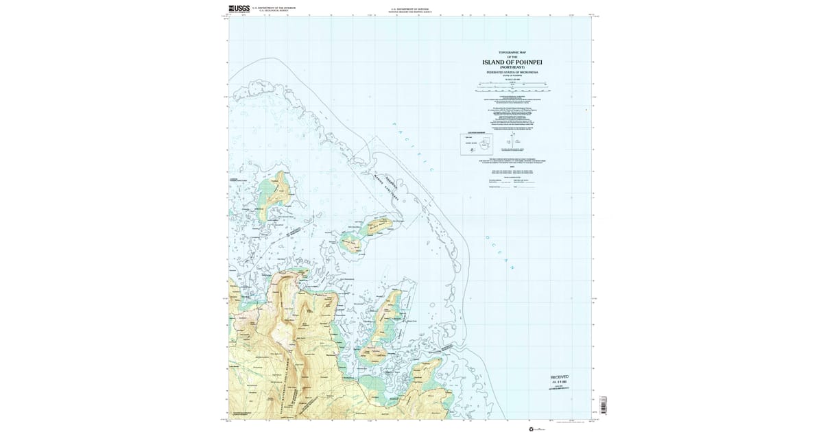 2001 Map of Island Of Pohnpei (Northeast), Federated States of ...