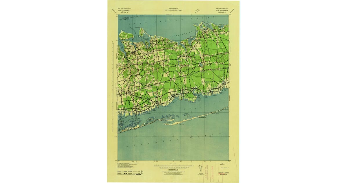 1942 Map of Islip, Suffolk County, NY — High-Res | Pastmaps