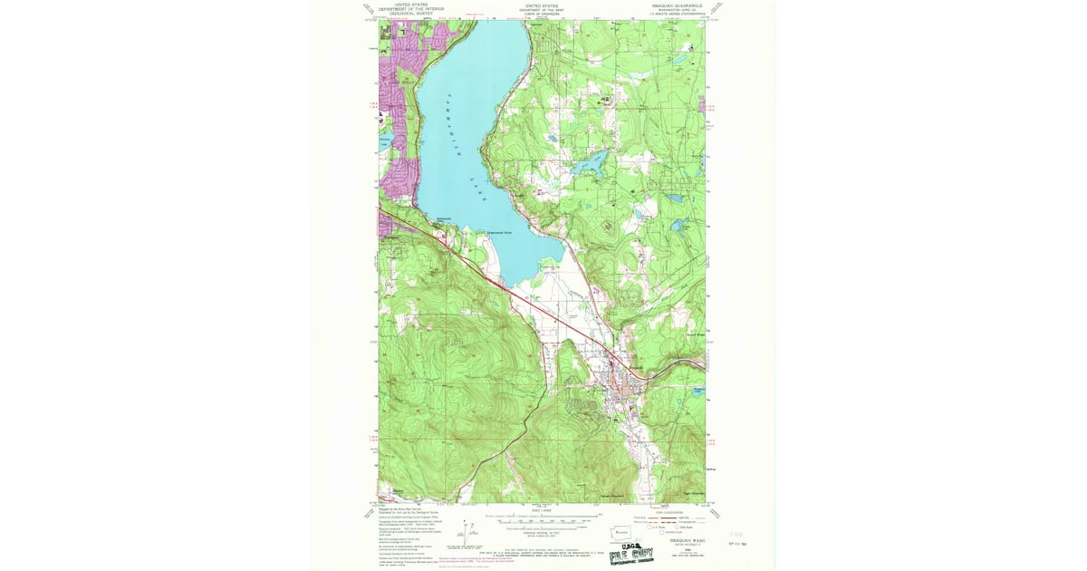 1950 Map of Issaquah, WA — High-Res, 1969 Print | Pastmaps