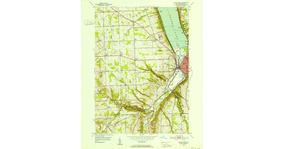 1949 Map of Ithaca West, Tompkins County, NY — High-Res | Pastmaps