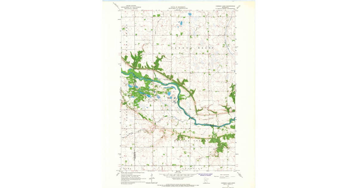 1965 Map of Iverson Lake, Renville County, MN — High-Res | Pastmaps