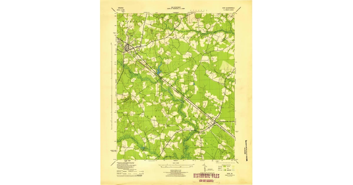 1945 Map of Ivor, VA — High-Res | Pastmaps