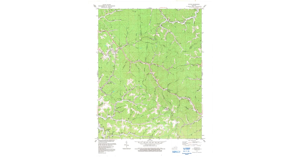 1992 Map of Ivyton, Magoffin County, KY — High-Res | Pastmaps