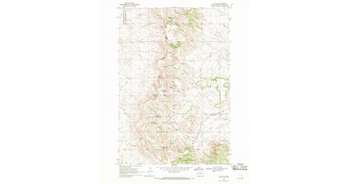 1968 Map of J B Hill, Harding County, SD — High-Res | Pastmaps