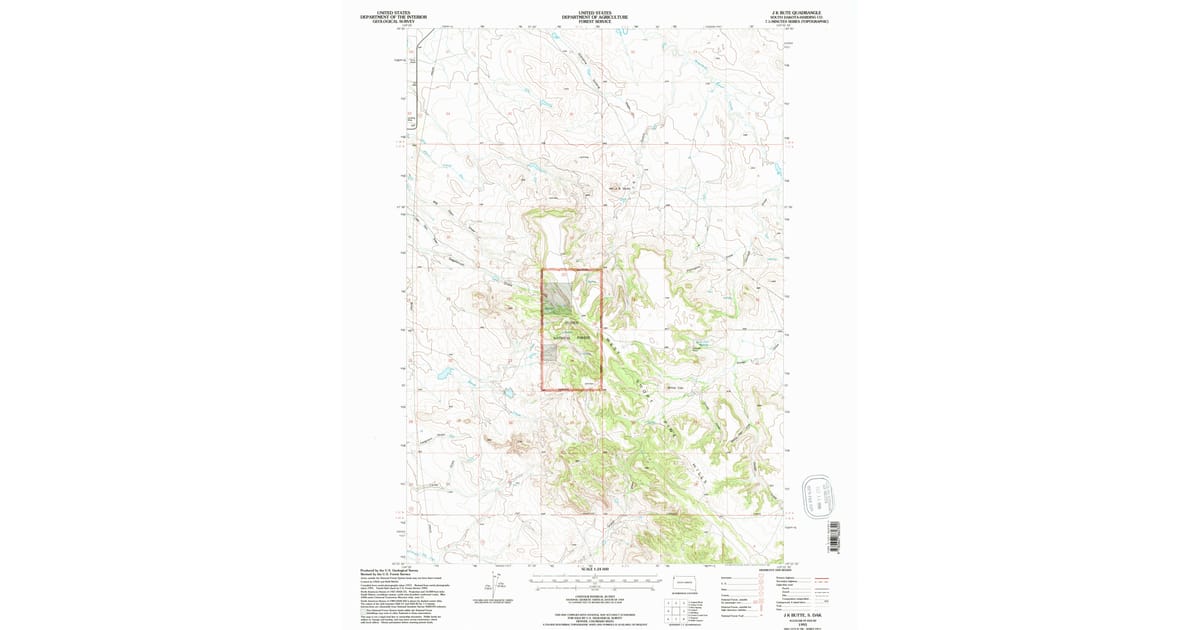 1993 Map of J K Butte, Harding County, SD — High-Res | Pastmaps