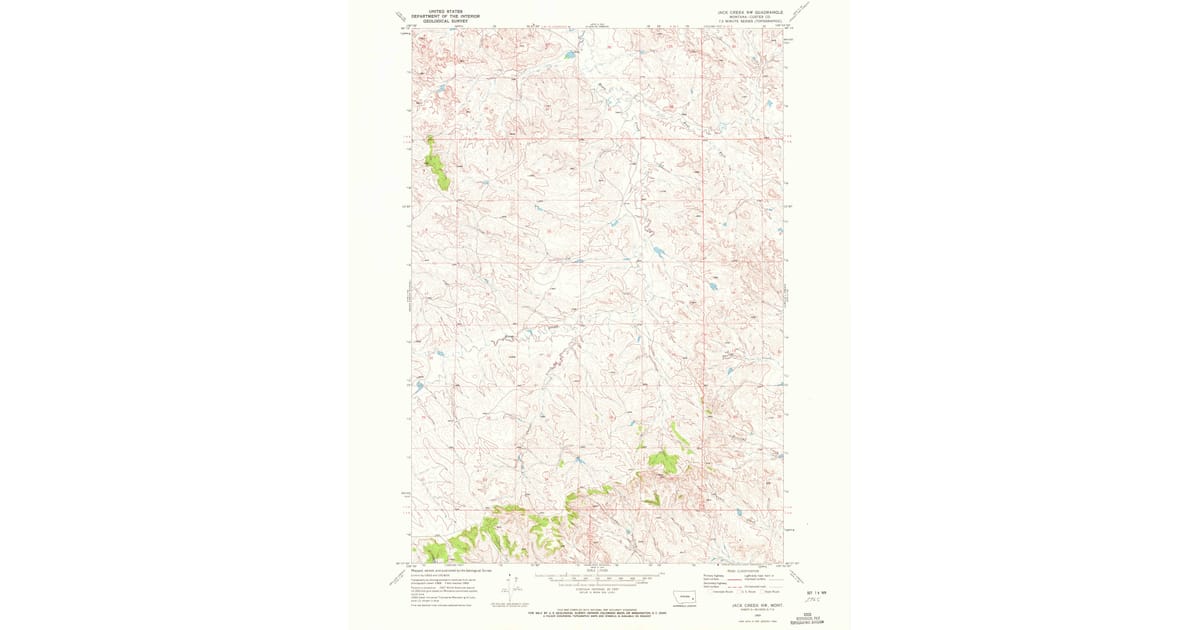 1969 Map of Jack Creek NW, Custer County, MT — High-Res | Pastmaps