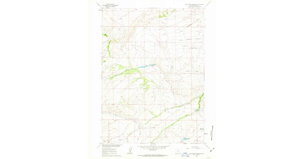 1961 Map of Jack Creek Reservoir, Carbon County, WY — High-Res | Pastmaps