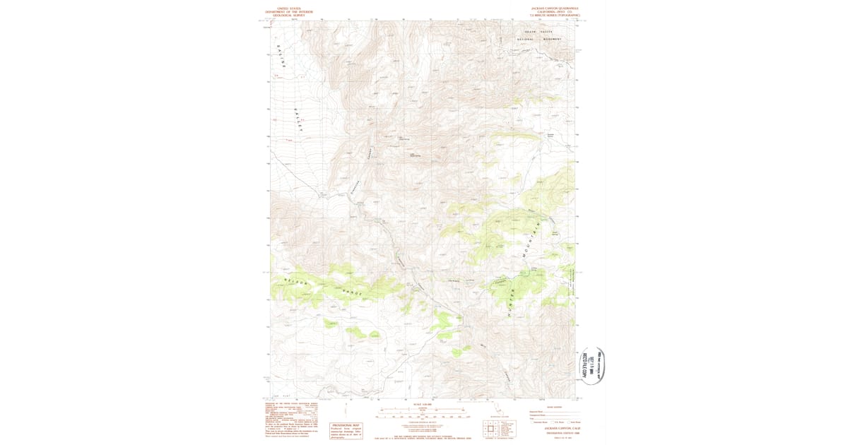 1988 Map of Jackass Canyon, Inyo County, CA — High-Res | Pastmaps