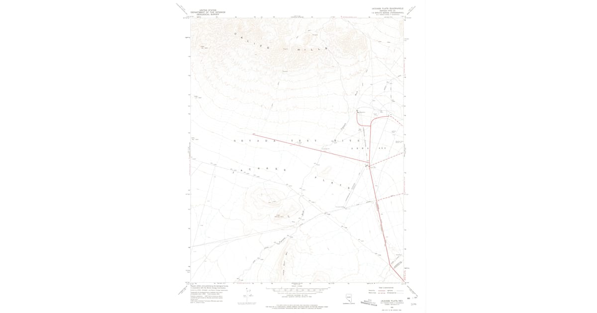 1961 Map of Jackass Flats, Nye County, NV — High-Res, 1975 Print | Pastmaps