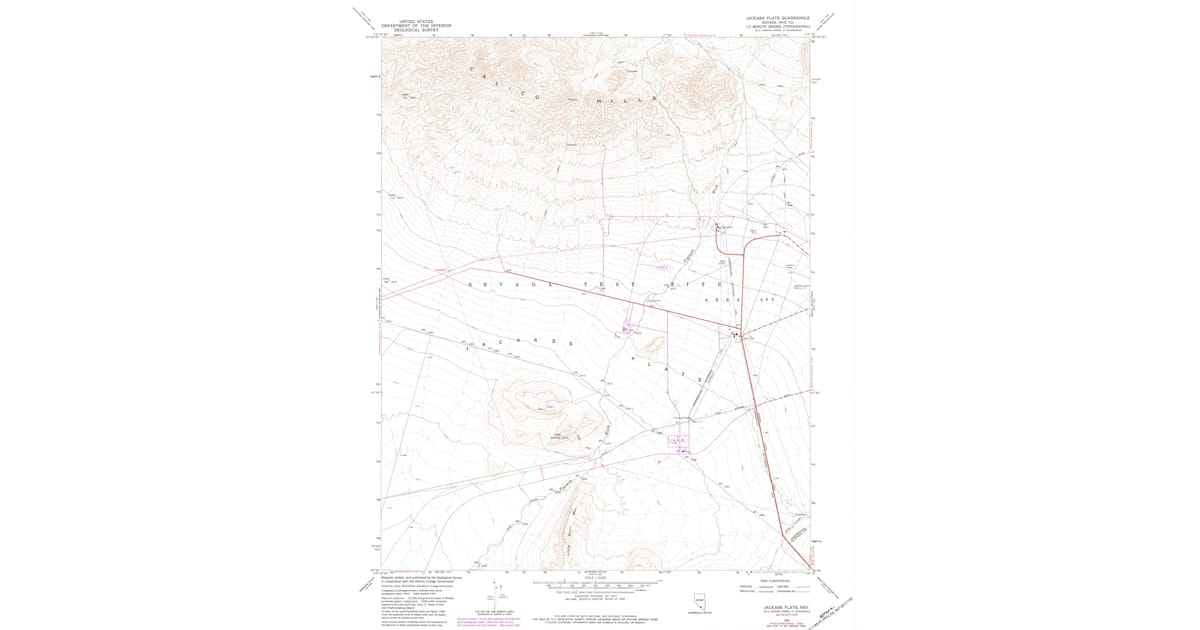 1961 Map of Jackass Flats, Nye County, NV — High-Res, 1984 Print | Pastmaps