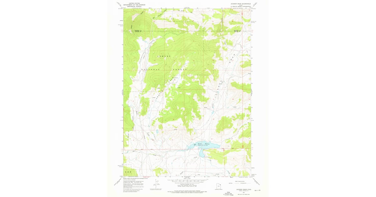 1967 Map of Jackson Draw, Uintah County, UT — High-Res, 1976 Print ...