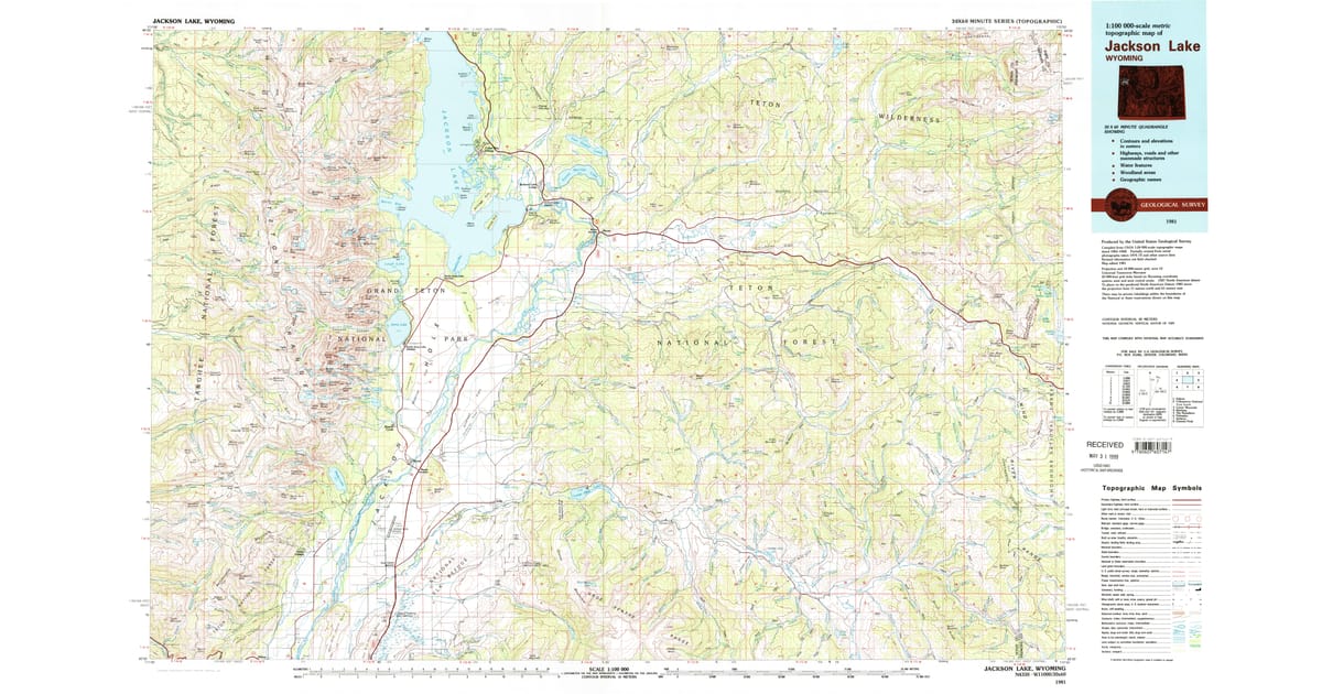 1981 Map of Jackson Lake, Teton County, WY — High-Res | Pastmaps