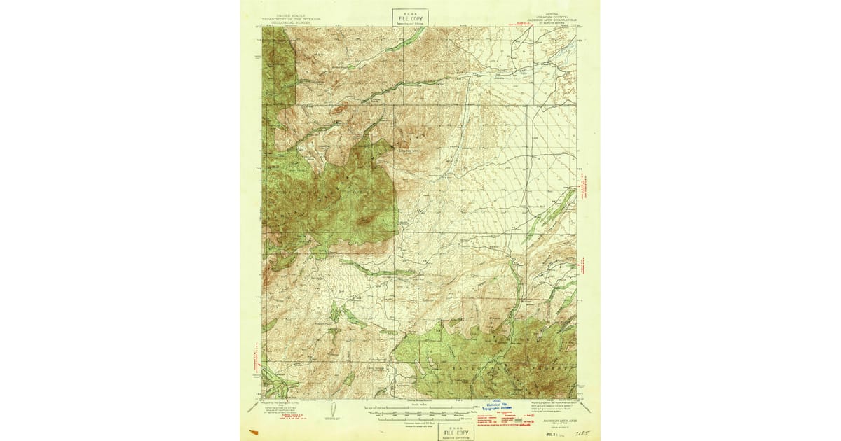 1946 Map of Jackson Mtn., Graham County, AZ — High-Res | Pastmaps