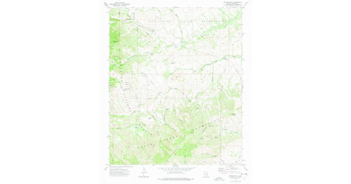 1972 Map of Jackson Mtn., Graham County, AZ — High-Res | Pastmaps