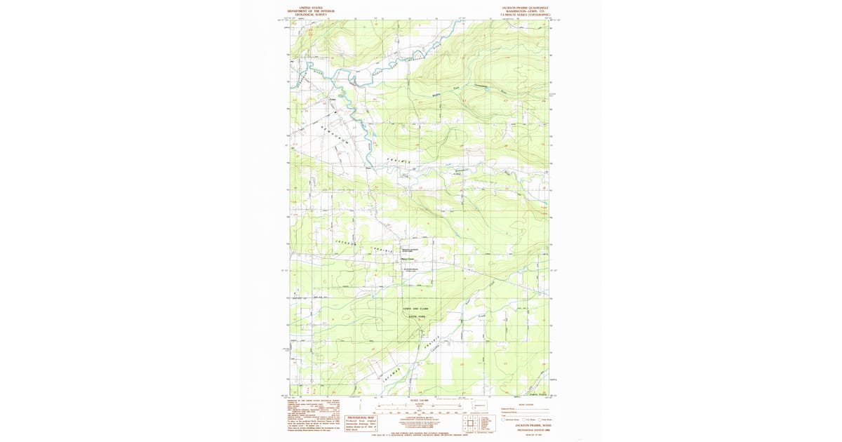 1985 Map of Jackson Prairie, Lewis County, WA — High-Res | Pastmaps