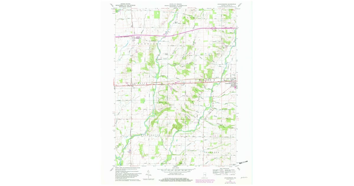 1960 Map of Jacksonburg, Wayne County, IN — High-Res, 1982 Print | Pastmaps