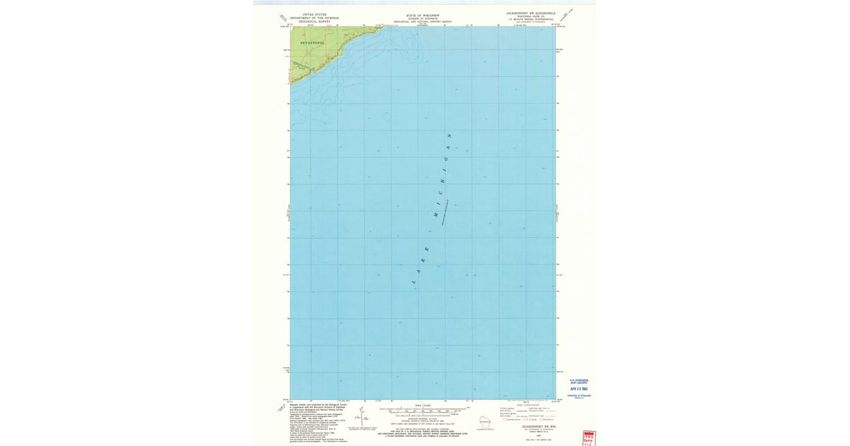 1982 Map of Jacksonport SW, Door County, WI — High-Res | Pastmaps