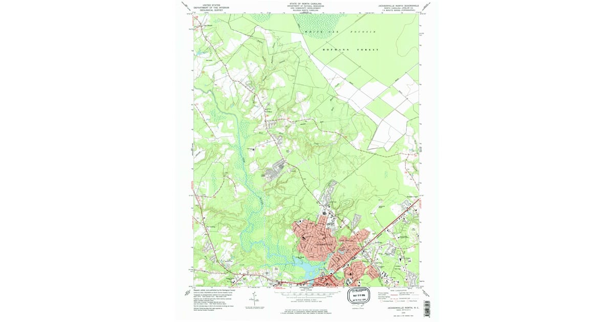 1978 Map of Jacksonville North, Onslow County, NC — High-Res | Pastmaps