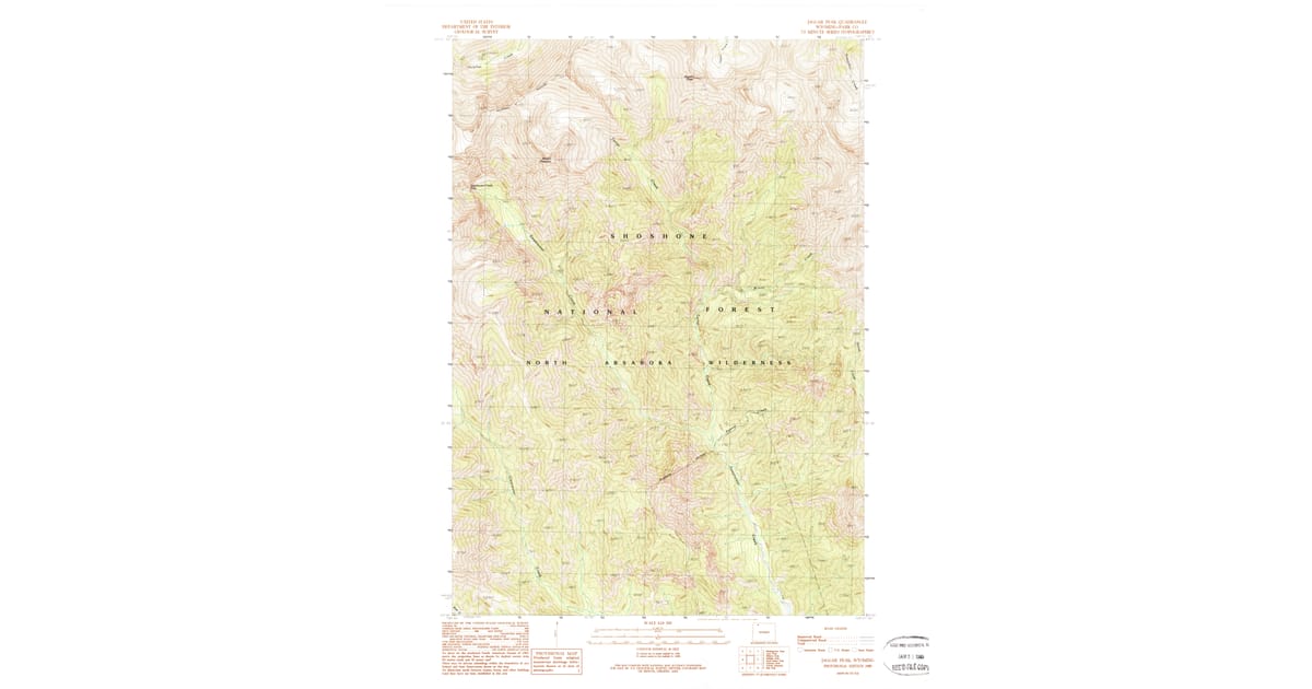1989 Map of Jaggar Peak, Park County, WY — High-Res | Pastmaps