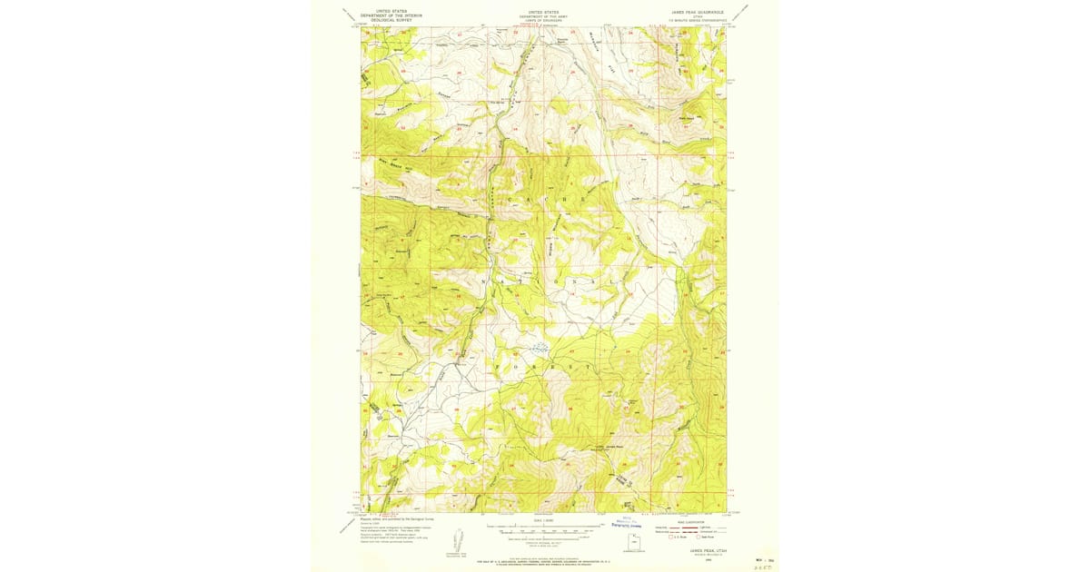 1955 Map of James Peak, Cache County, UT — High-Res | Pastmaps