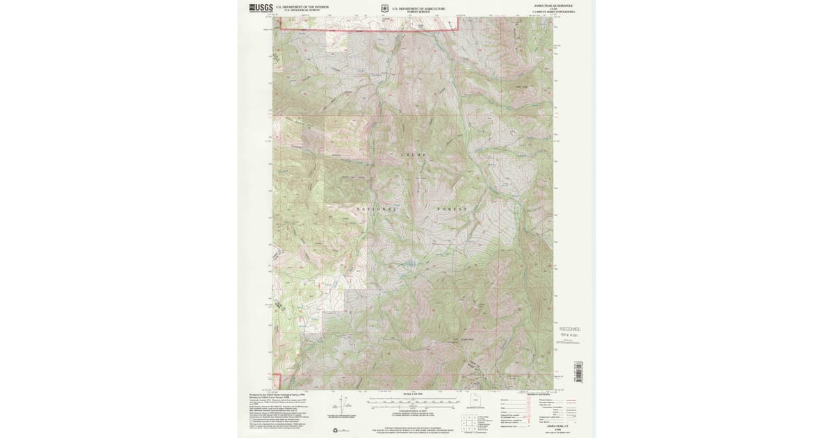 1998 Map of James Peak, Cache County, UT — High-Res | Pastmaps