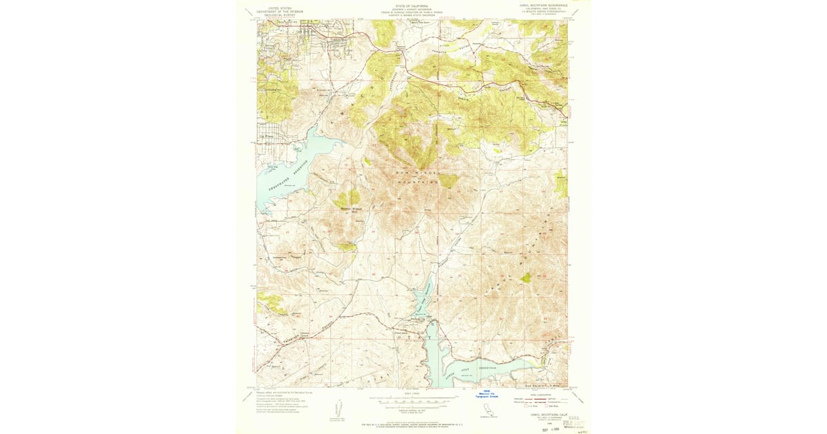 1955 Map of Jamul Mountains, San Diego County, CA — High-Res | Pastmaps