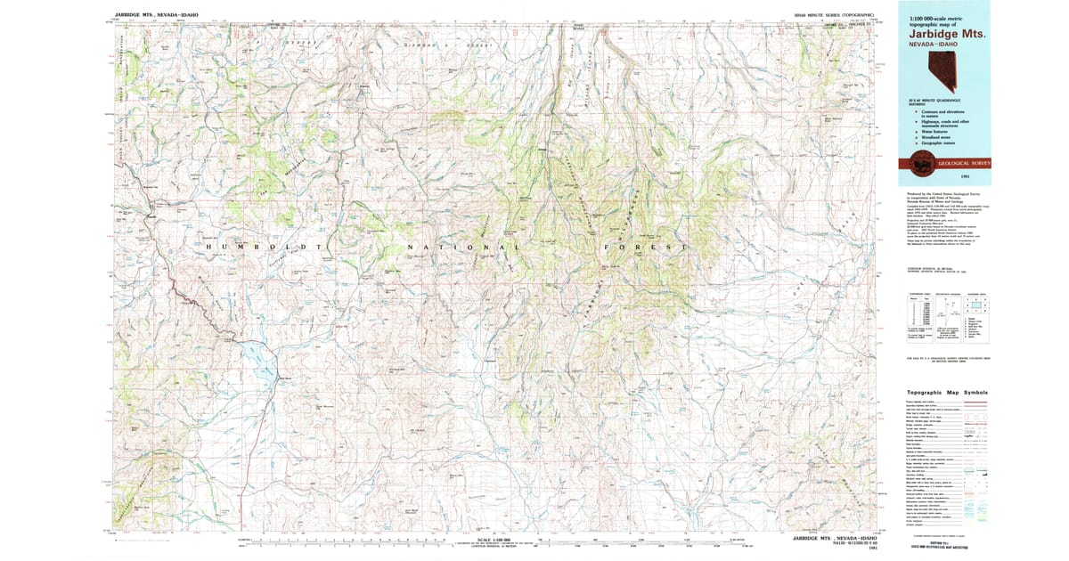 1981 Map of Jarbidge Mts, Elko County, NV — High-Res | Pastmaps