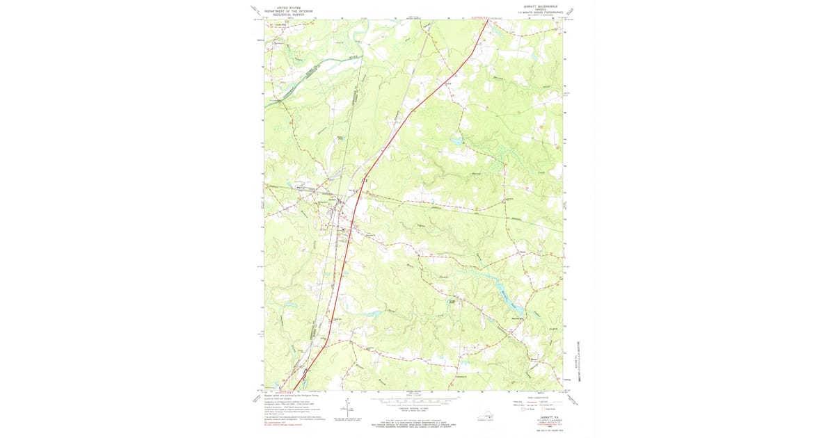1966 Map of Jarratt, VA — High-Res, 1984 Print | Pastmaps