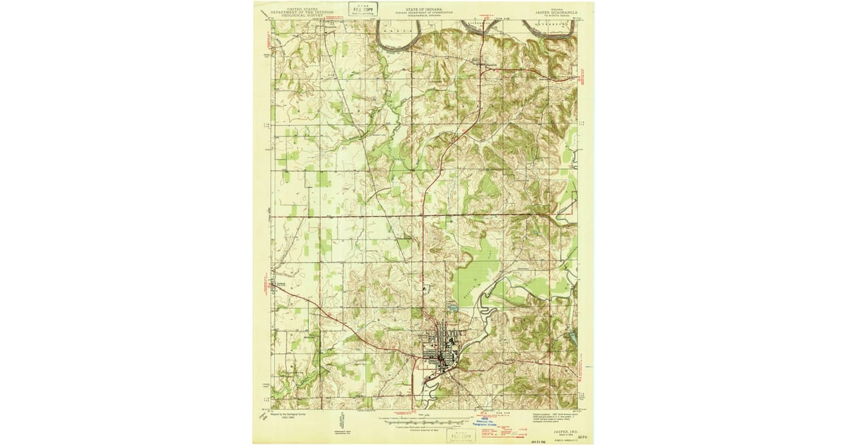 Old Maps of Jasper, IN for Hiking & Exploration | Pastmaps