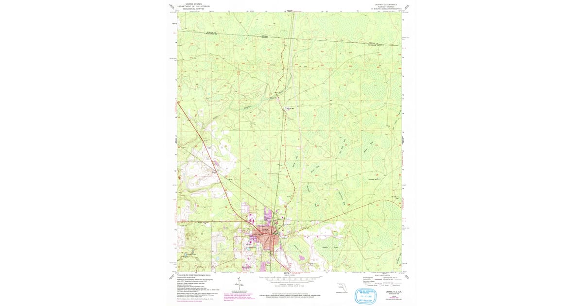 1955 Map of Jasper, FL — High-Res, 1993 Print | Pastmaps