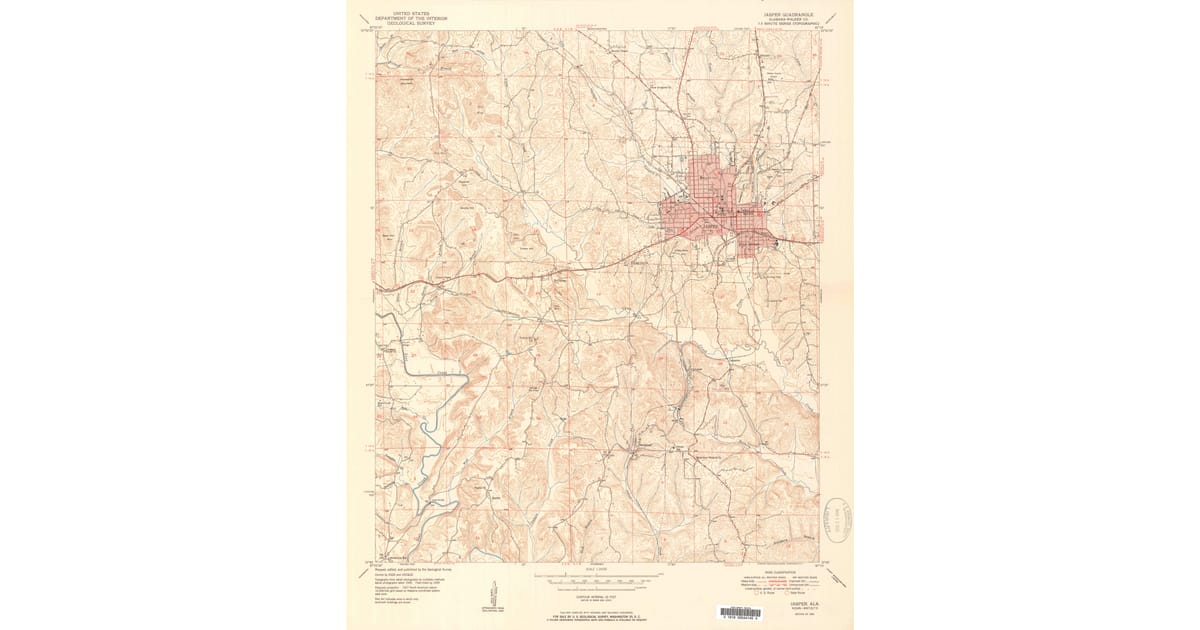 1951 Map of Jasper, AL — High-Res, 1951 Print #2 | Pastmaps