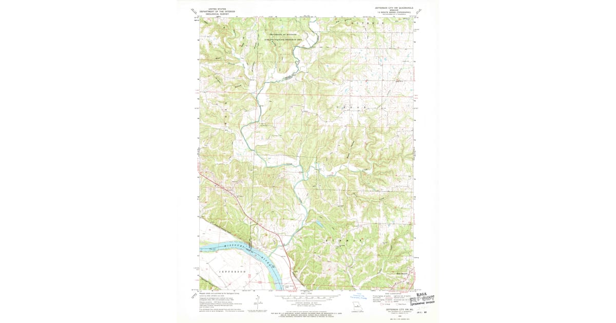 1969 Map of Jefferson City NW, Callaway County, MO — High-Res | Pastmaps
