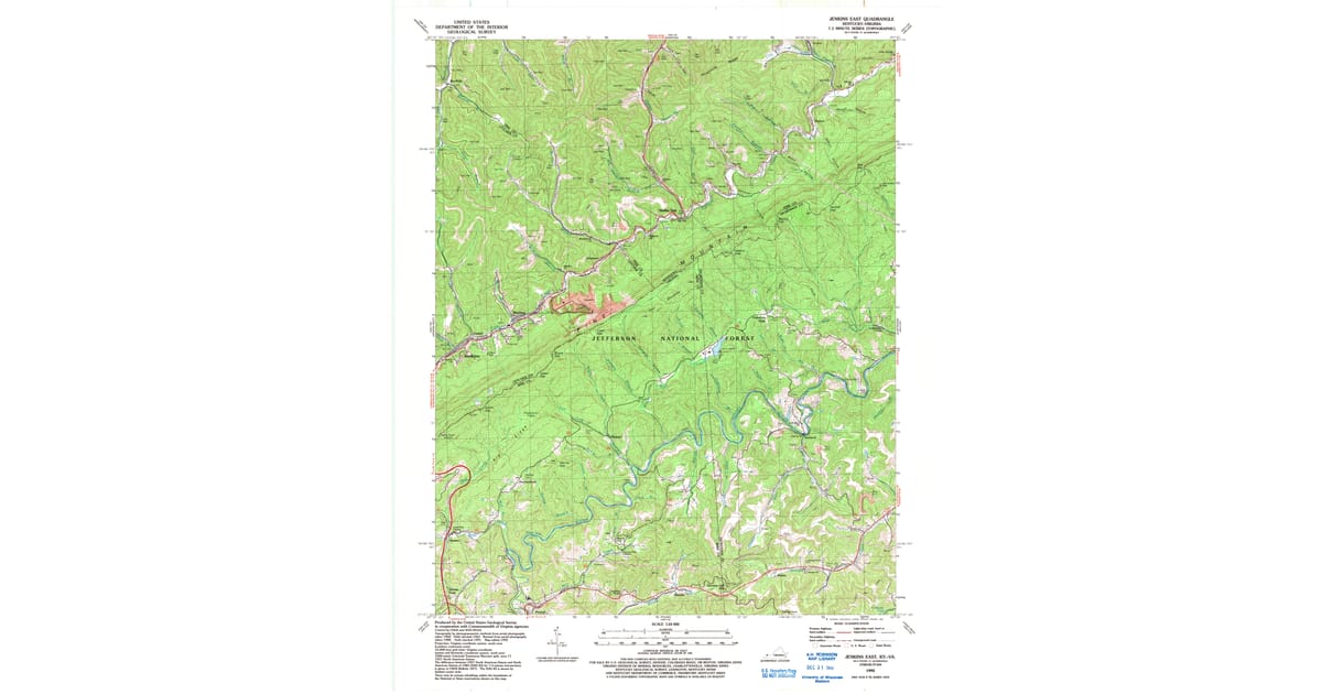 1992 Map of Jenkins East, Pike County, KY — High-Res | Pastmaps