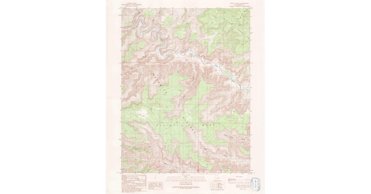 1991 Map of Jenny Canyon, Emery County, UT — High-Res | Pastmaps