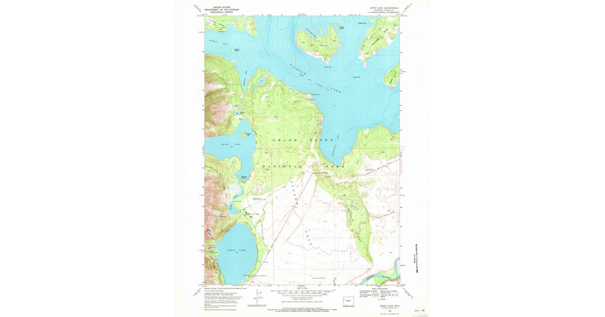 1968 Map of Jenny Lake, Teton County, WY — High-Res | Pastmaps