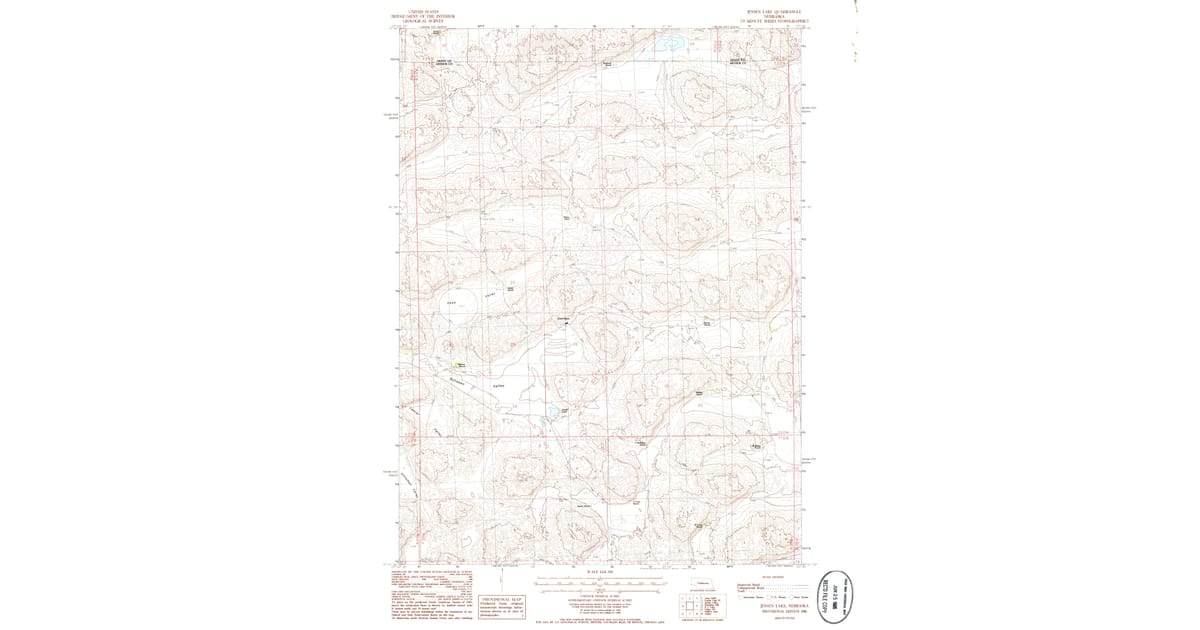 1986 Map of Jensen Lake, Arthur County, NE — High-Res | Pastmaps